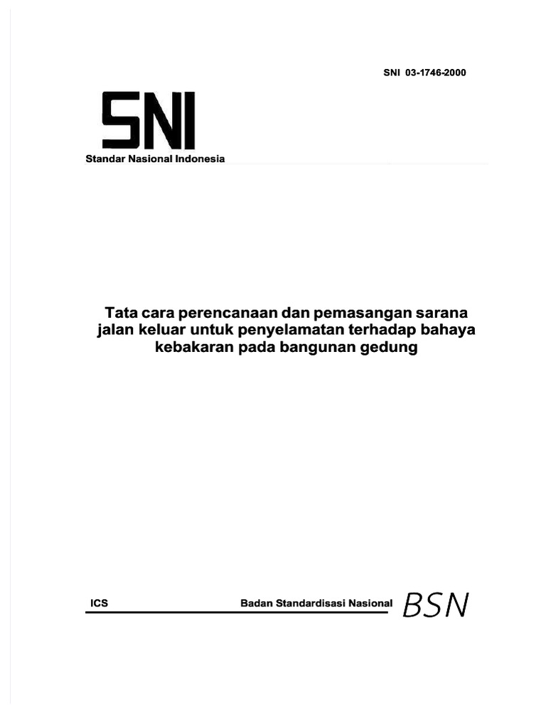Standar Jalur Evakuasi SNI 03-1746-2000 | PDF