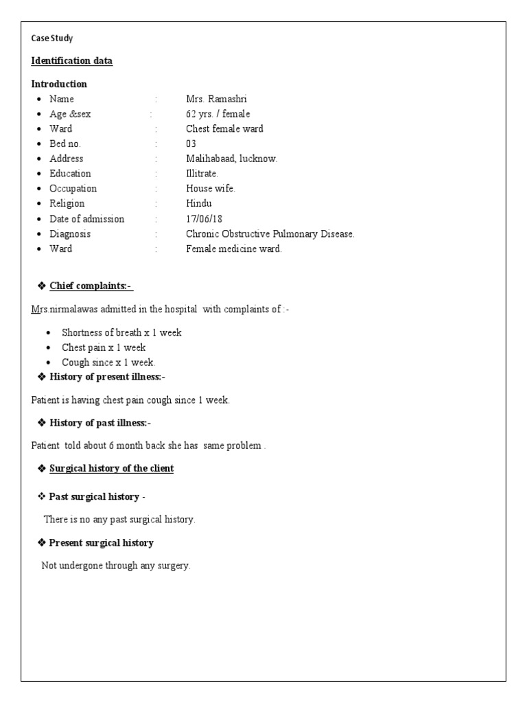 Case Presentation On COPD Final | PDF | Lung | Respiratory Tract