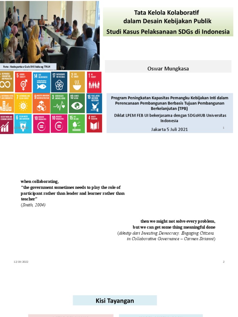 Tata Kelola Kolaboratif SDGs | PDF