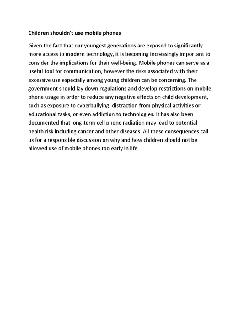 Risks of Mobile Phones for Children | PDF | Social Science | Wellness