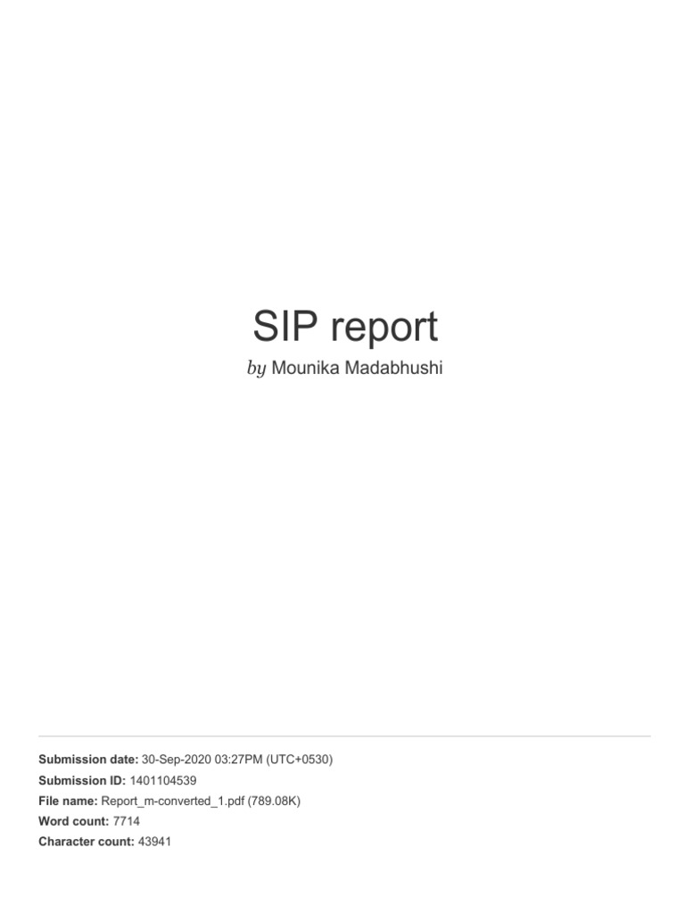 SIP Report: by Mounika Madabhushi | PDF