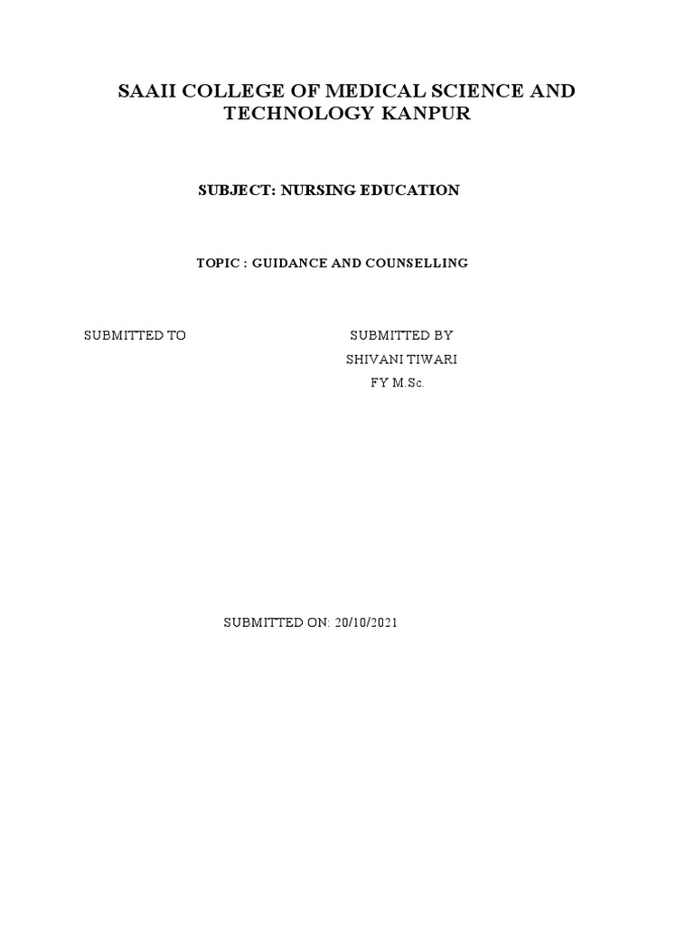 Guidance and Counselling | PDF | Counseling Psychology | Vocational ...
