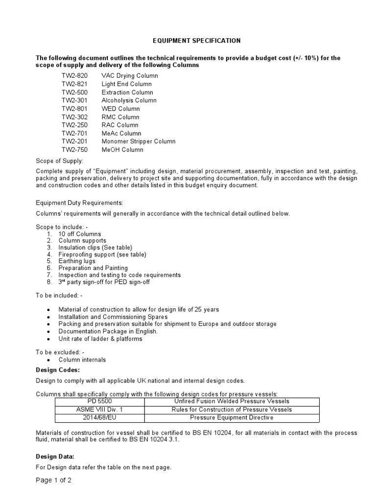 Columns Specification | PDF | Mechanical Engineering | Building Engineering