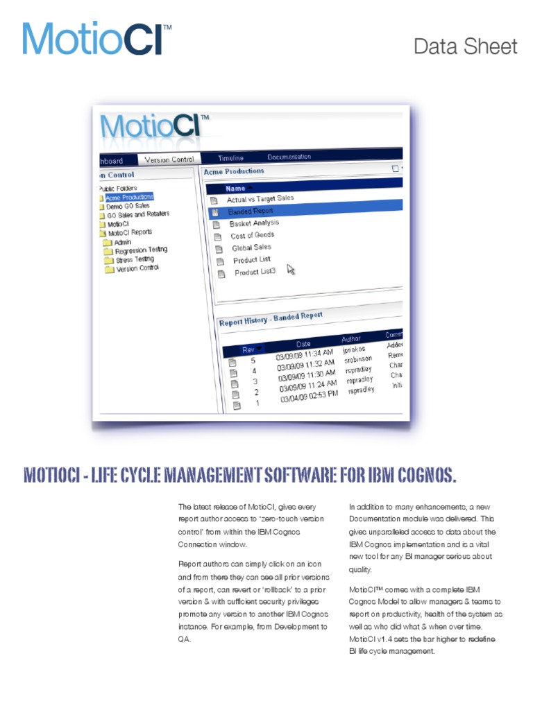 MotioCI Datasheet | PDF | Business Intelligence | Systems Engineering