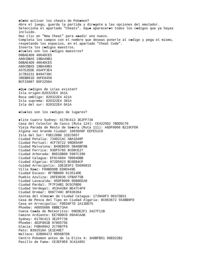 Cheats y trucos para Pokémon Esmeralda | PDF