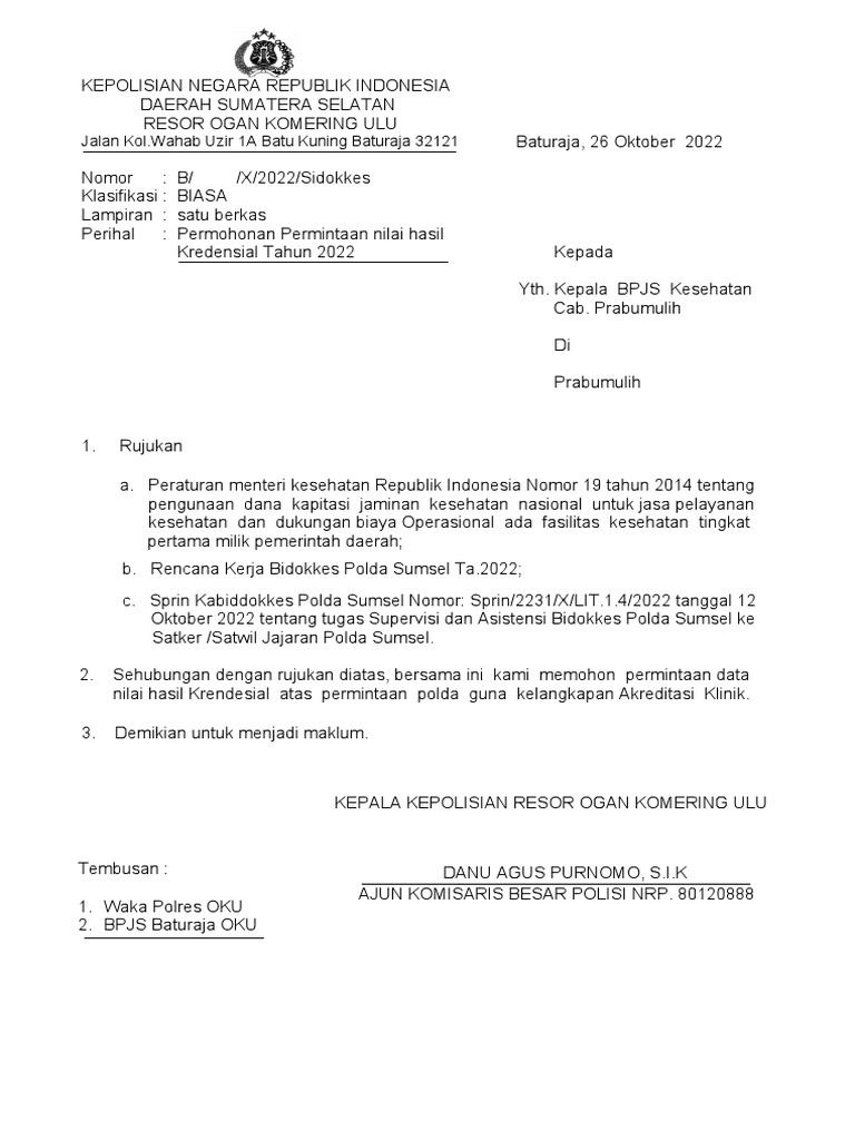 Surat Permohonan Bpjs Ke Prabu | PDF