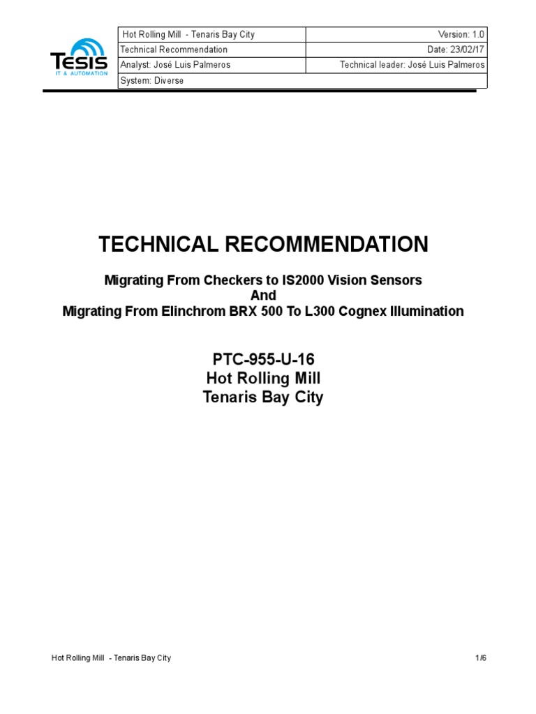 Technical Recommendation Cognex IS2000 EN | PDF | Camera Lens ...