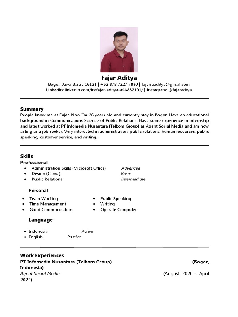 Curriculum Vitae (CV) Fajar Aditya - Rev | PDF | Social Media | Popular Culture & Media Studies