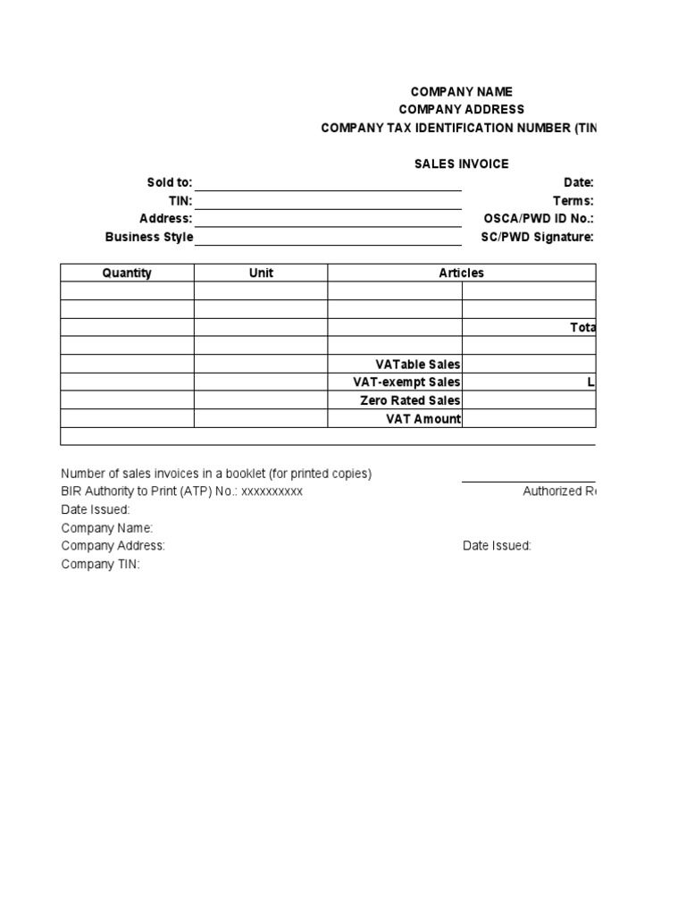 Sales Invoice Template with VAT Details | PDF