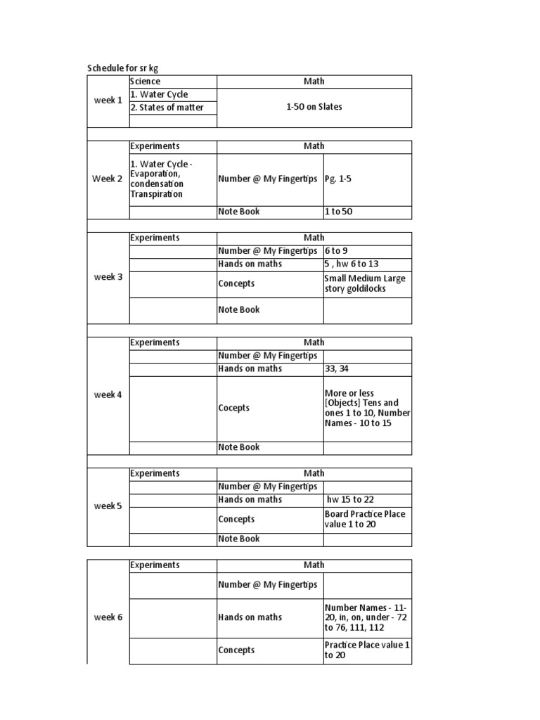 Syllabus Sr. KG | PDF
