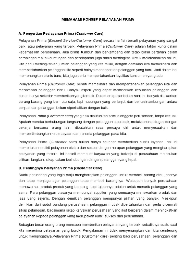 Pentingnya Pelayanan Prima untuk Bisnis | PDF