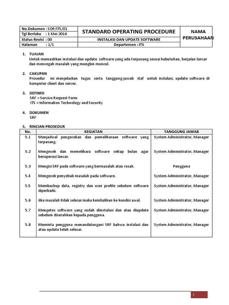 SOP Instalasi Dan Update Software | PDF