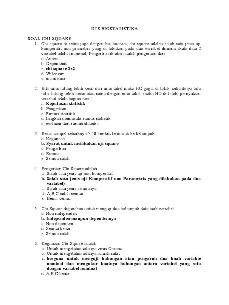 Uts Bahan Soal Biostatistika | PDF