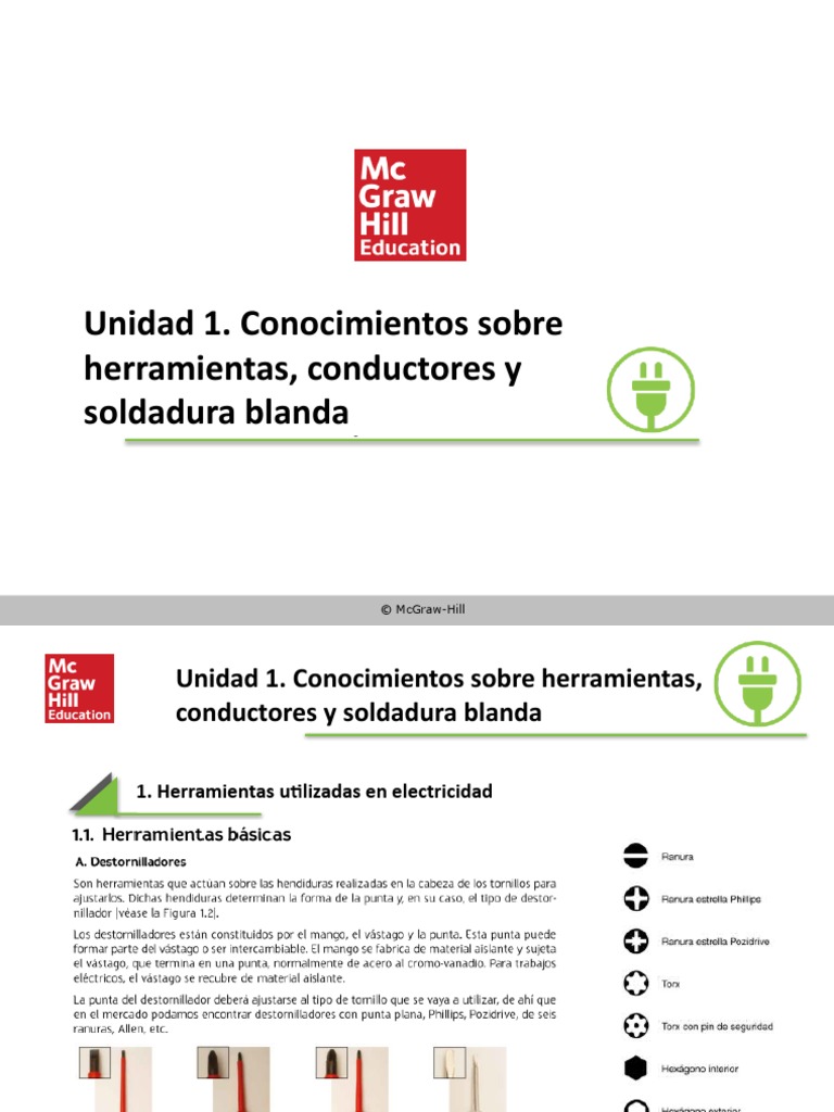 Introducción a las herramientas, conductores y soldadura blanda para instalaciones eléctricas ...