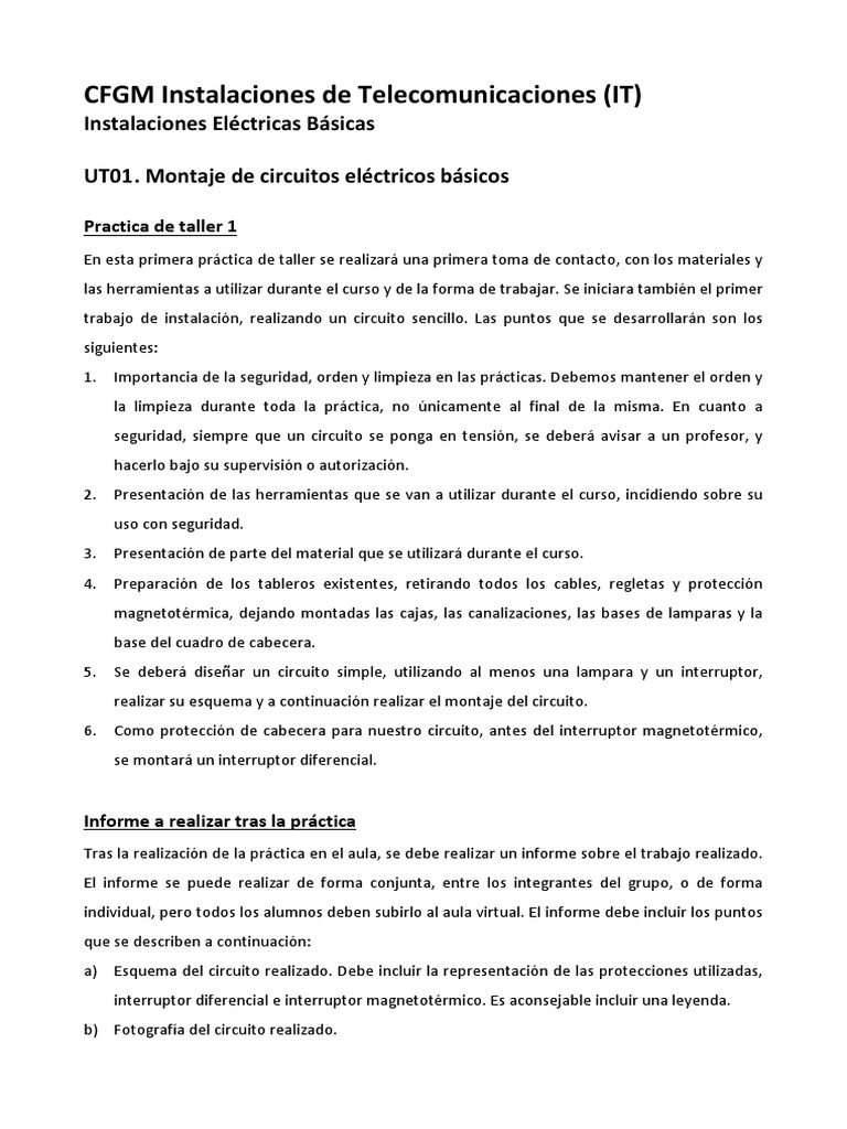 IT - IEB Practica 1 Tema 1 | PDF | Ingenieria Eléctrica | Electricidad