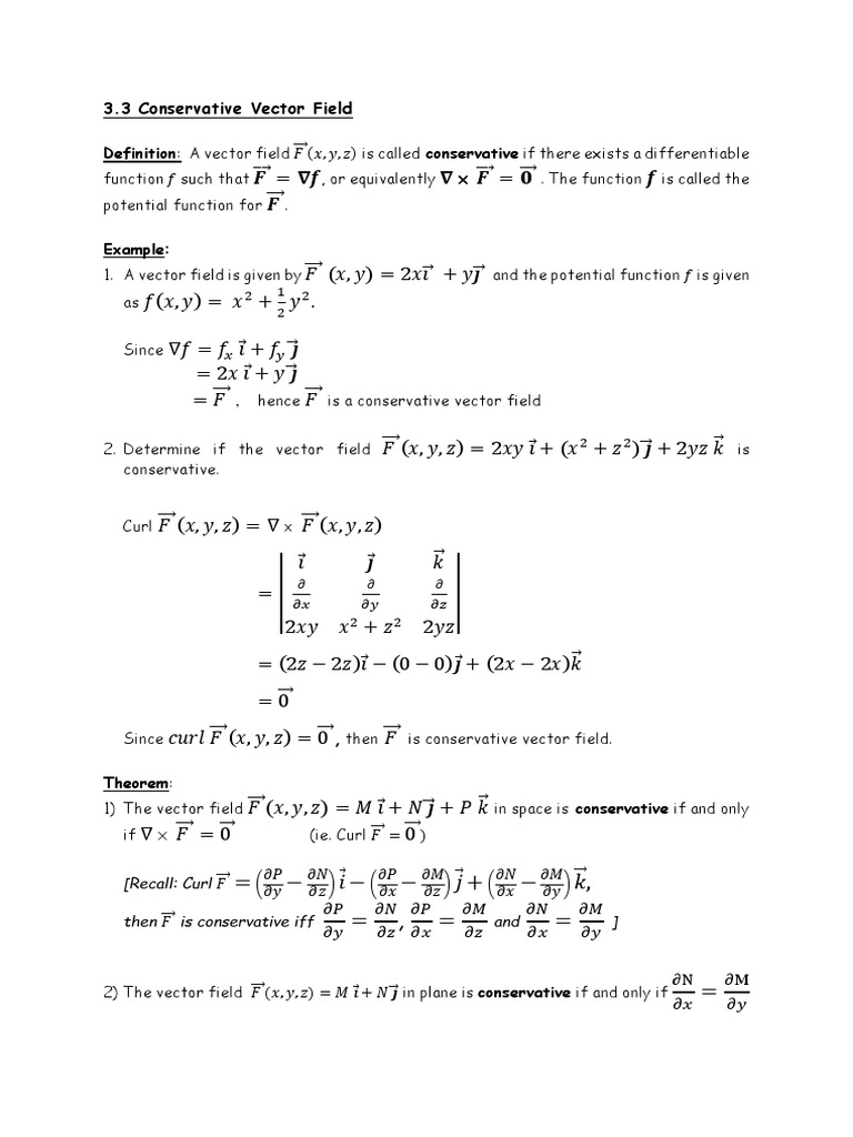 3.3 Conservative Vector Field | PDF | Field (Mathematics) | Mathematics