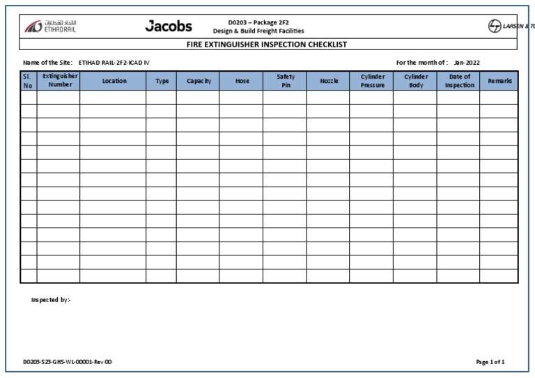 Fire Extinguisher Inspection Checklist | PDF