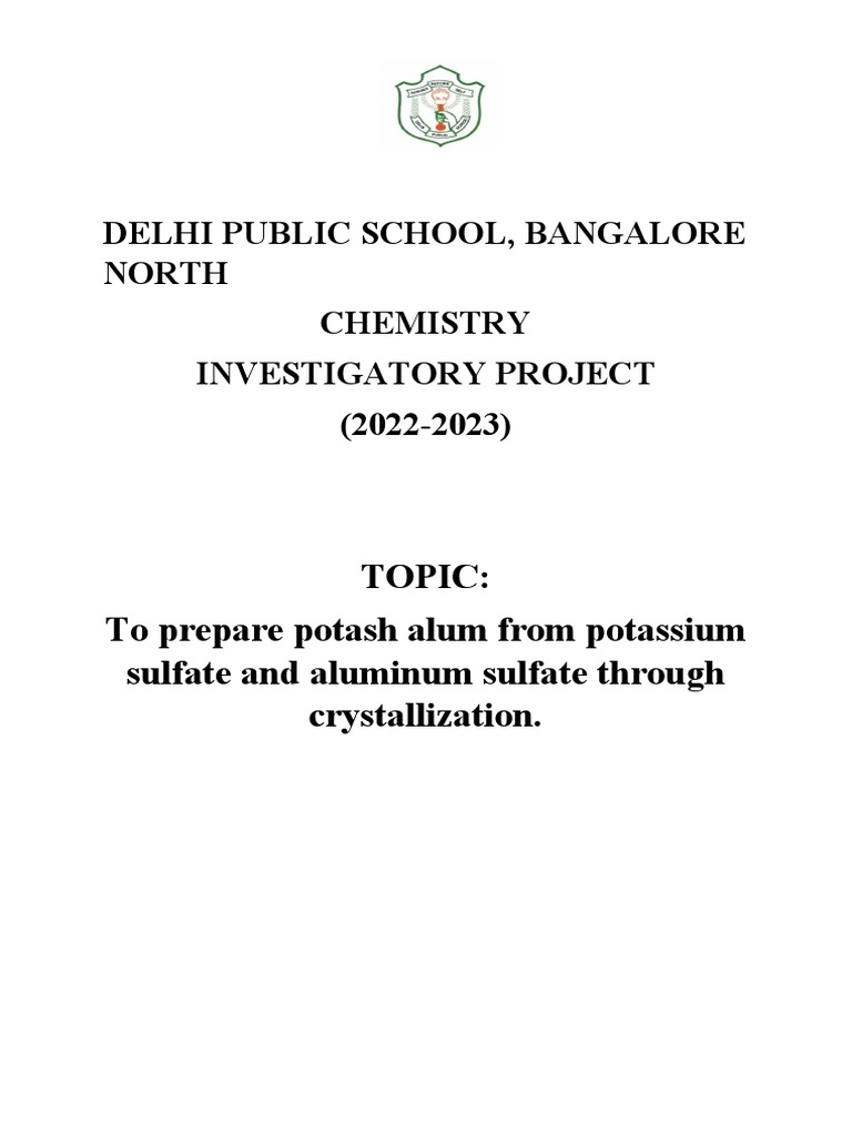 Chemistry Investigatory Project | PDF | Aluminium | Chemistry