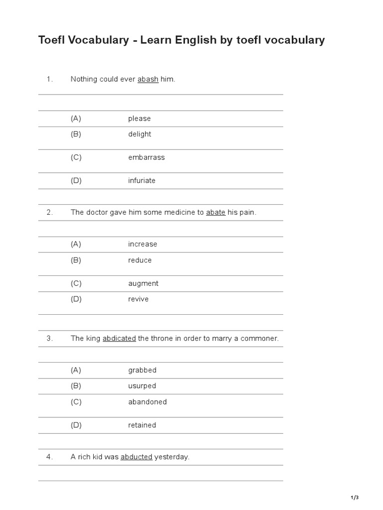 Toefl Vocab 1 | PDF