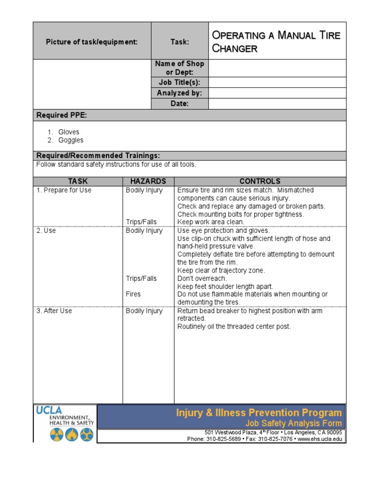 Manual Tire Changer Safety | PDF | Tire | Personal Protective Equipment