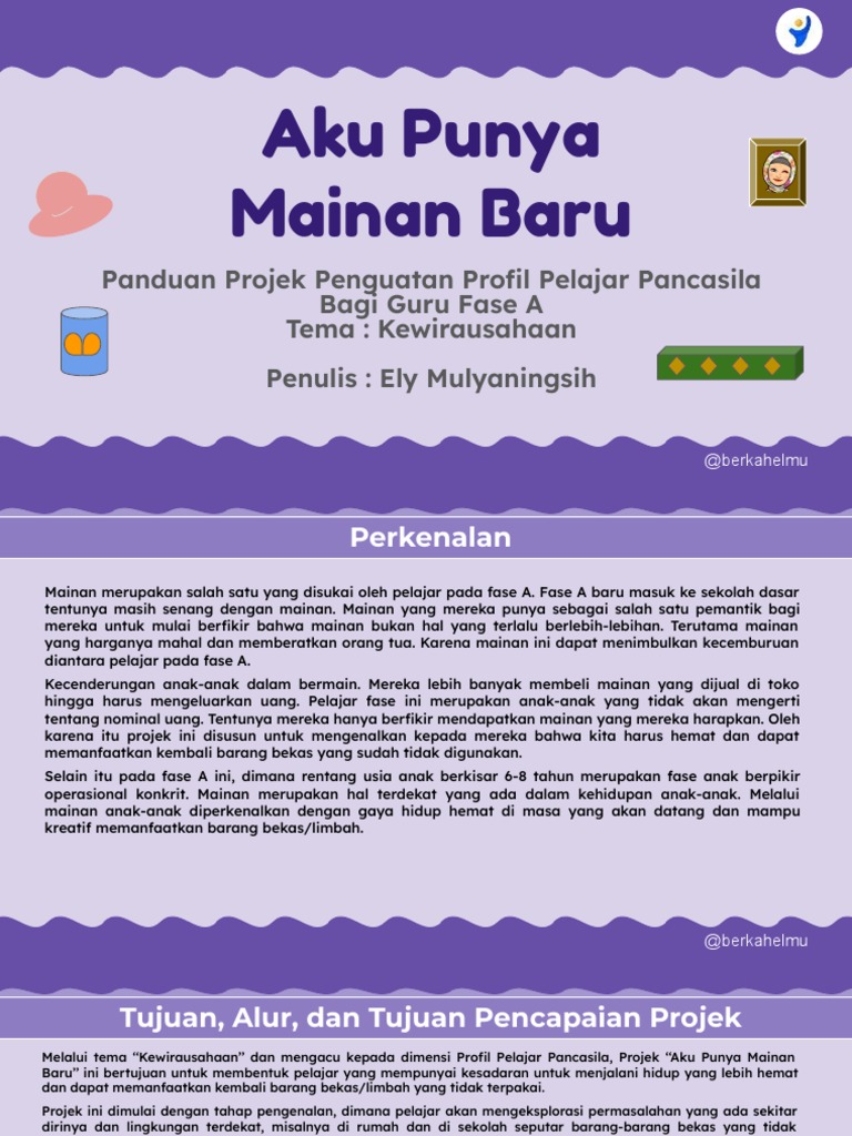 Modul Projek Kewirausahaan - Aku Punya Mainan Baru - Fase A | PDF | Karier & Perkembangan