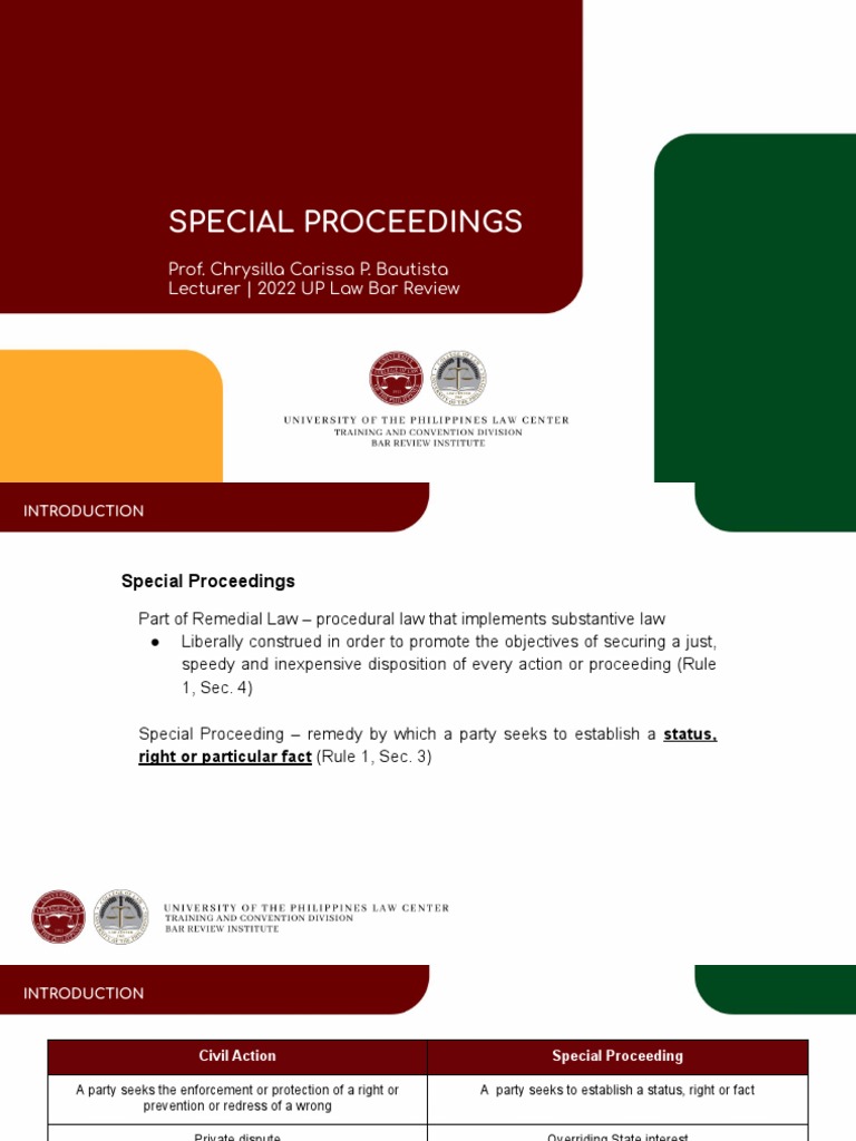 Bautista - Special Proceedings | PDF | Probate | Habeas Corpus