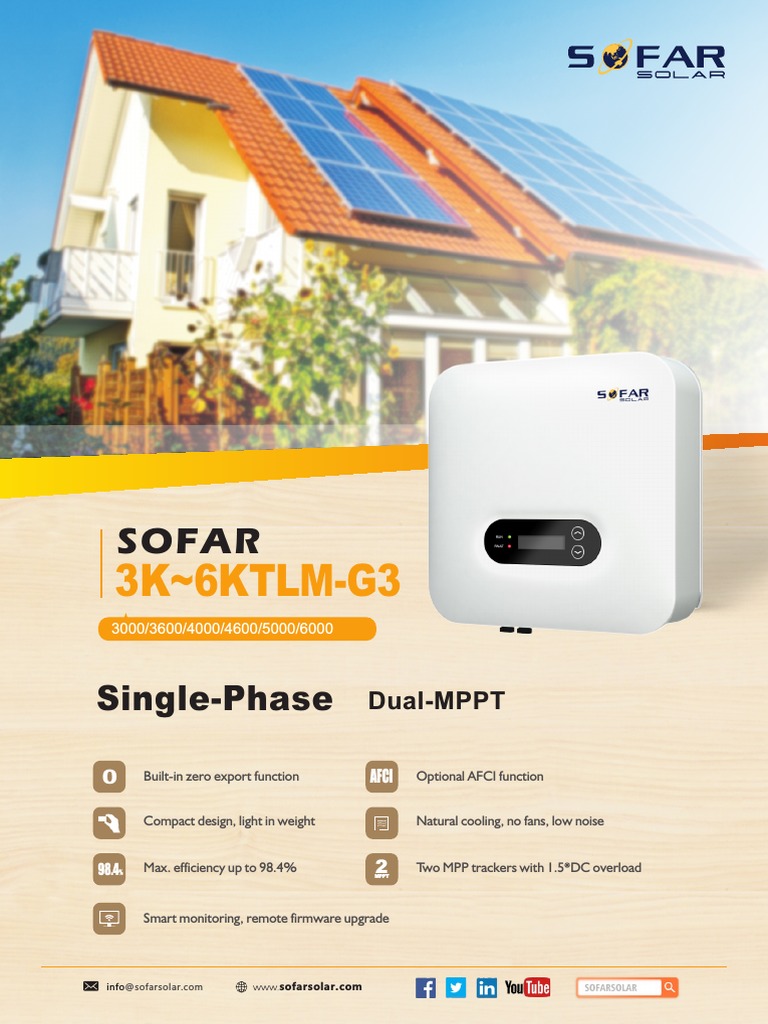 Sofar 3 6K G3 Datasheet - en | PDF | Electric Power | Equipment