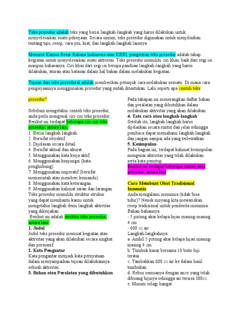 Teks Prosedur Adalah Teks Yang Berisi Langkah | PDF
