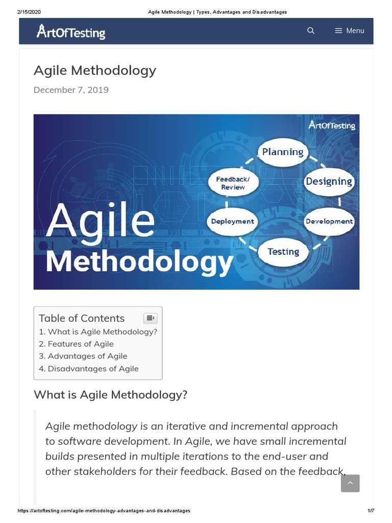 Agile Methodology - Types, Advantages and Disadvantages | PDF | Agile ...