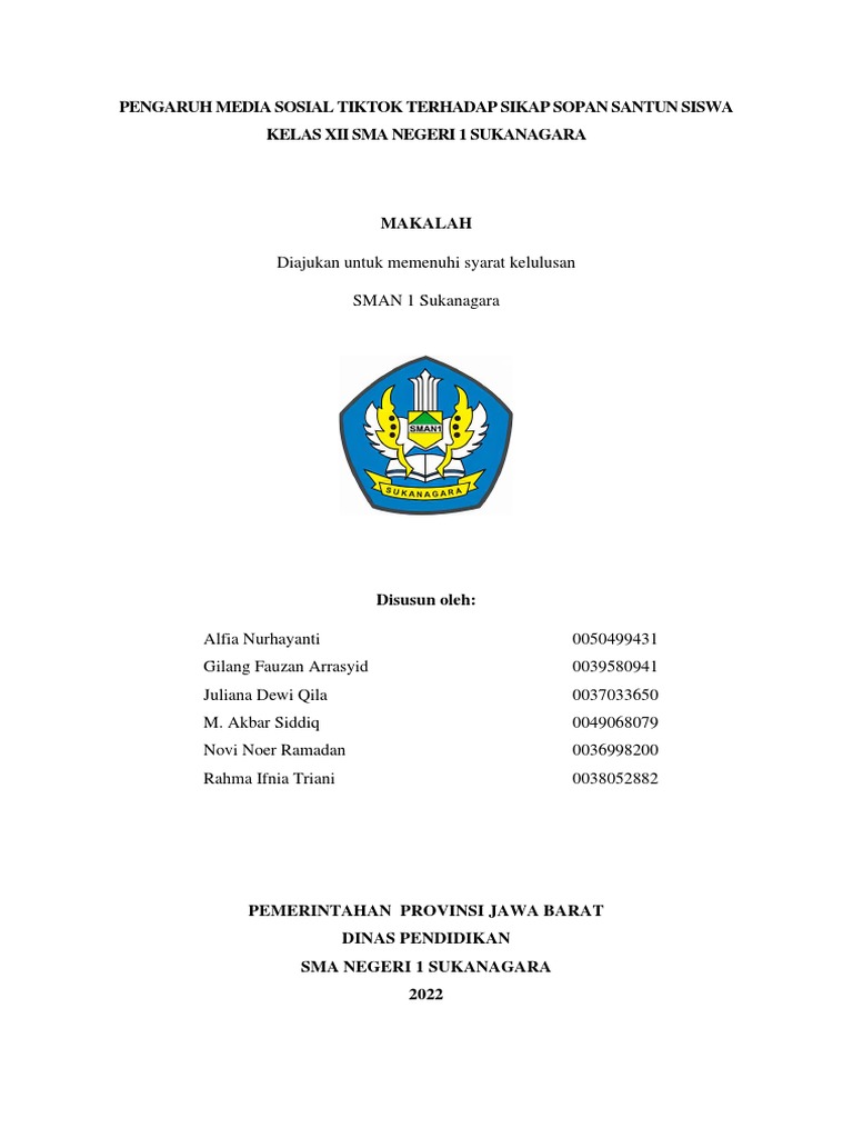 Pengaruh Media Sosial TikTok Terhadap Sikap Sopan Santun Siswa Kelas ...