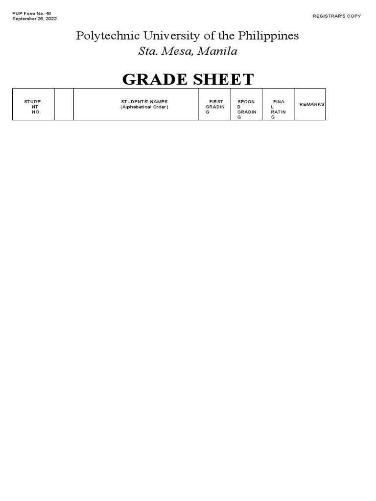 Grade Sheet | PDF