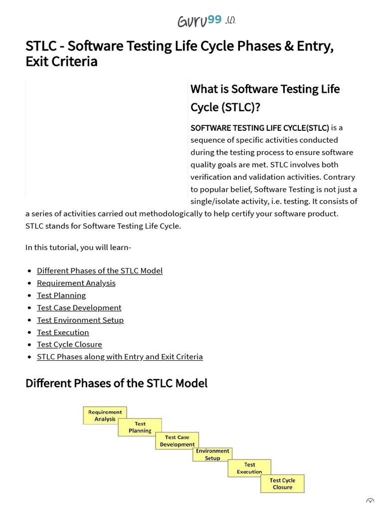 STLC - Software Testing Life Cycle Phases | PDF | Software Testing ...