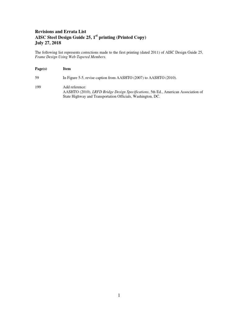 Design Guide 25 Revisions and Errata List 2018 | PDF