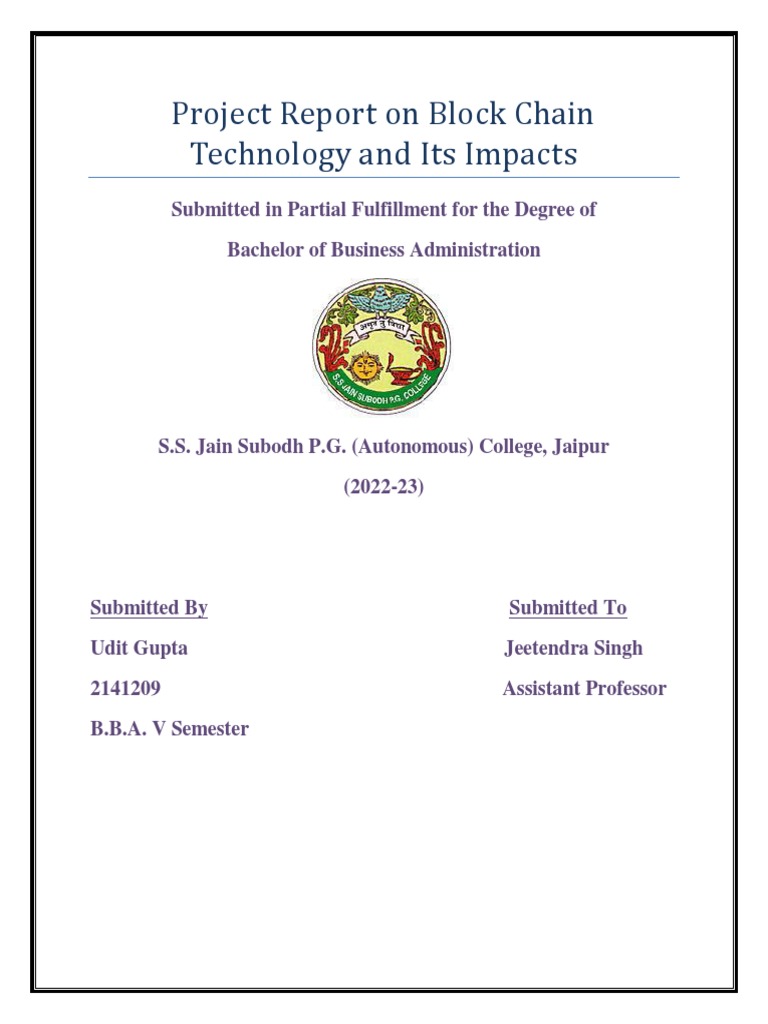Project Report On Block Chain Technology and Its Impact-1 | PDF | Public Key Cryptography | Key ...