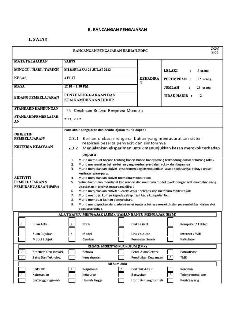 8.4RPH SAINS, PSV, BM Perlaksanaan PBD 3E | PDF