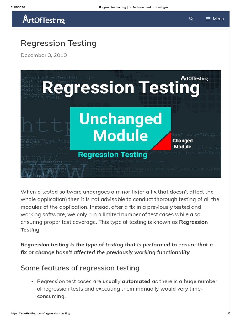 Regression Testing - Its Features and Advantages | PDF | Software ...