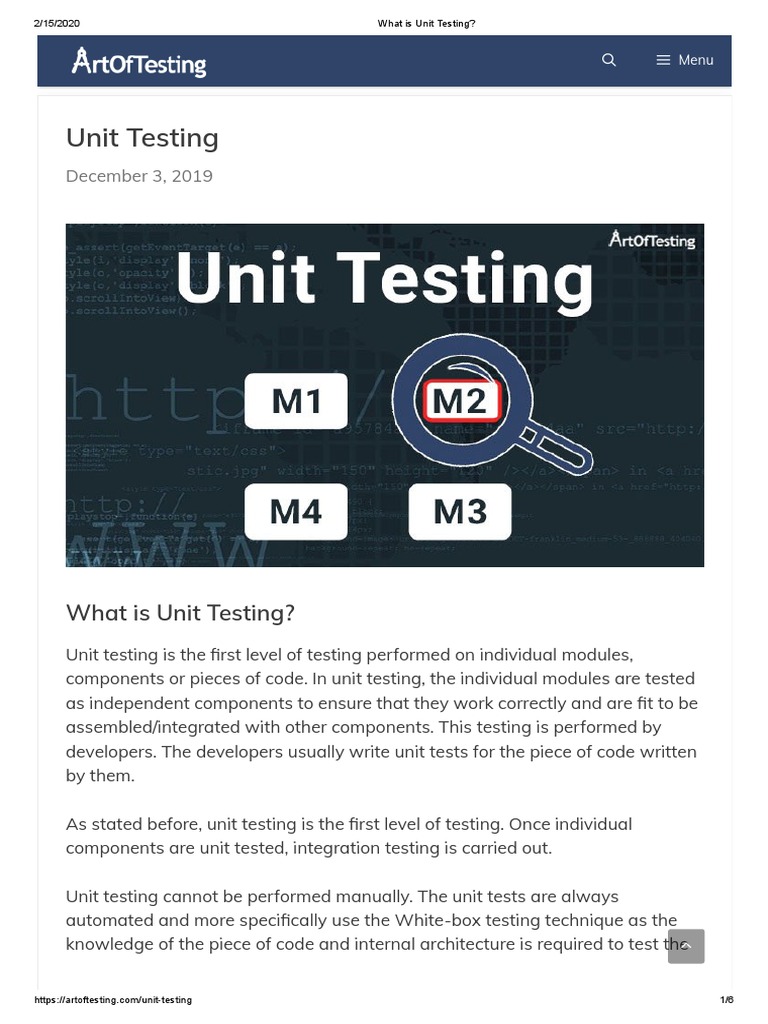 What Is Unit Testing | Descargar gratis PDF | Unit Testing | Computing What Is Unit Testing | Descargar gratis PDF | Unit Testing | Computing