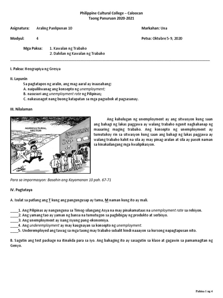 AP 10 Modyul 4 1st Grading | PDF