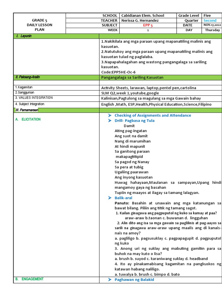 nerissa lesson plan in epp 5 co2..2022-2023 | PDF
