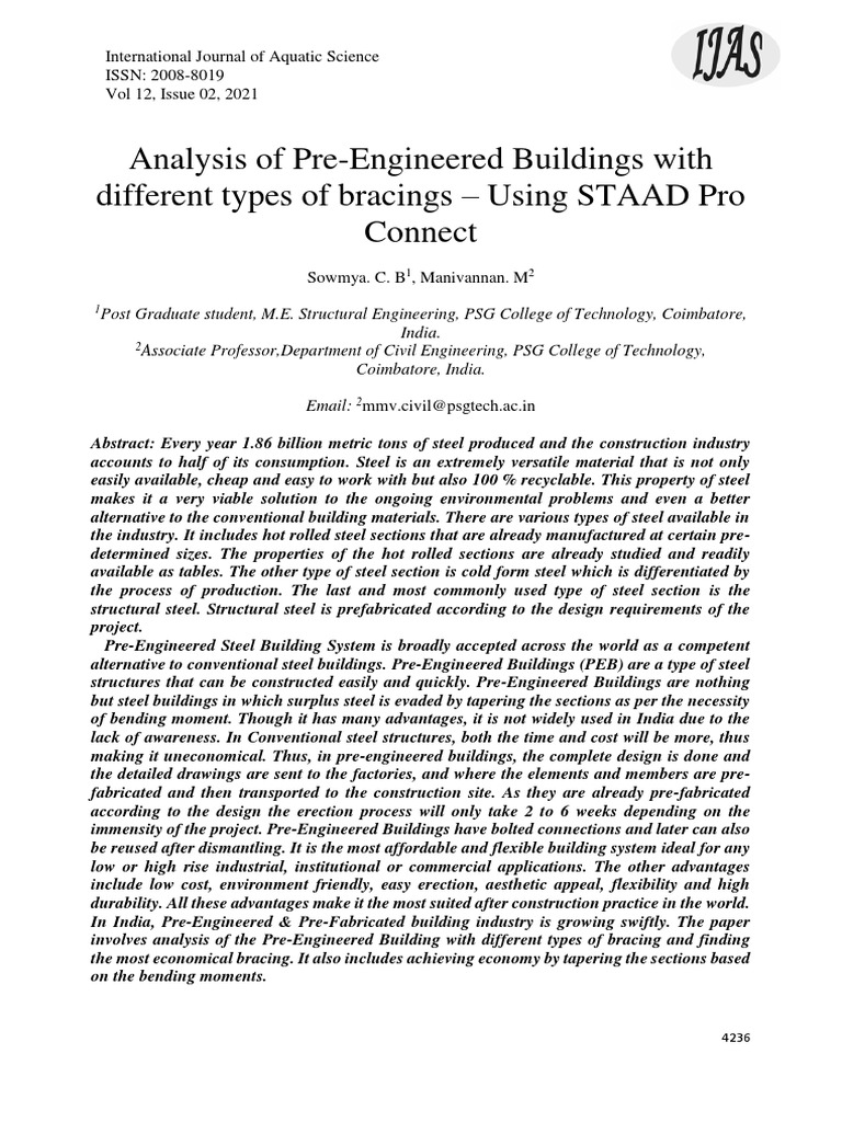 Analysis of Pre-Engineered Buildings With Different Types of Bracings - IJAS - Volume 12 - Pages ...