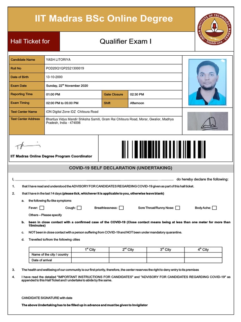 Iit Madras BSC Online Degree: Qualifier Exam I | PDF | Identity ...