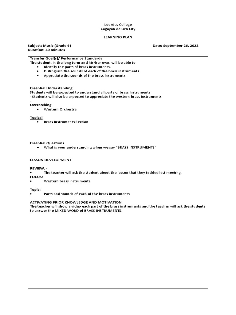 Demo Brass Instruments | PDF | Teachers | Educational Technology