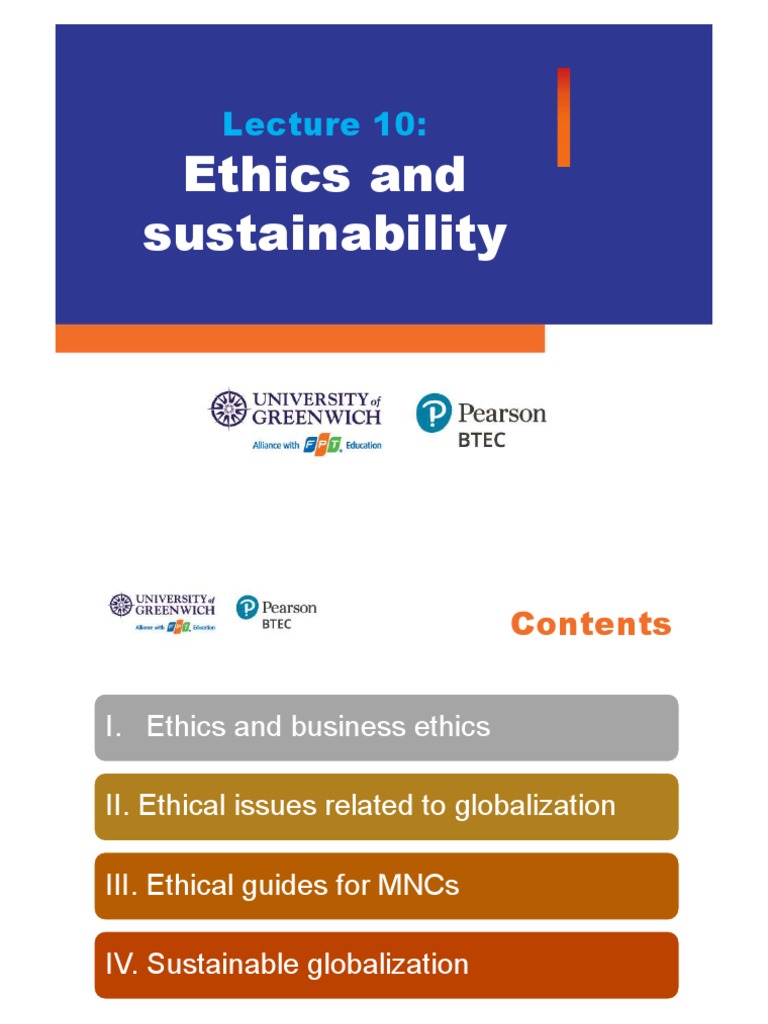 Lecture Slide 10 S Pdf Multinational Corporation Business Ethics