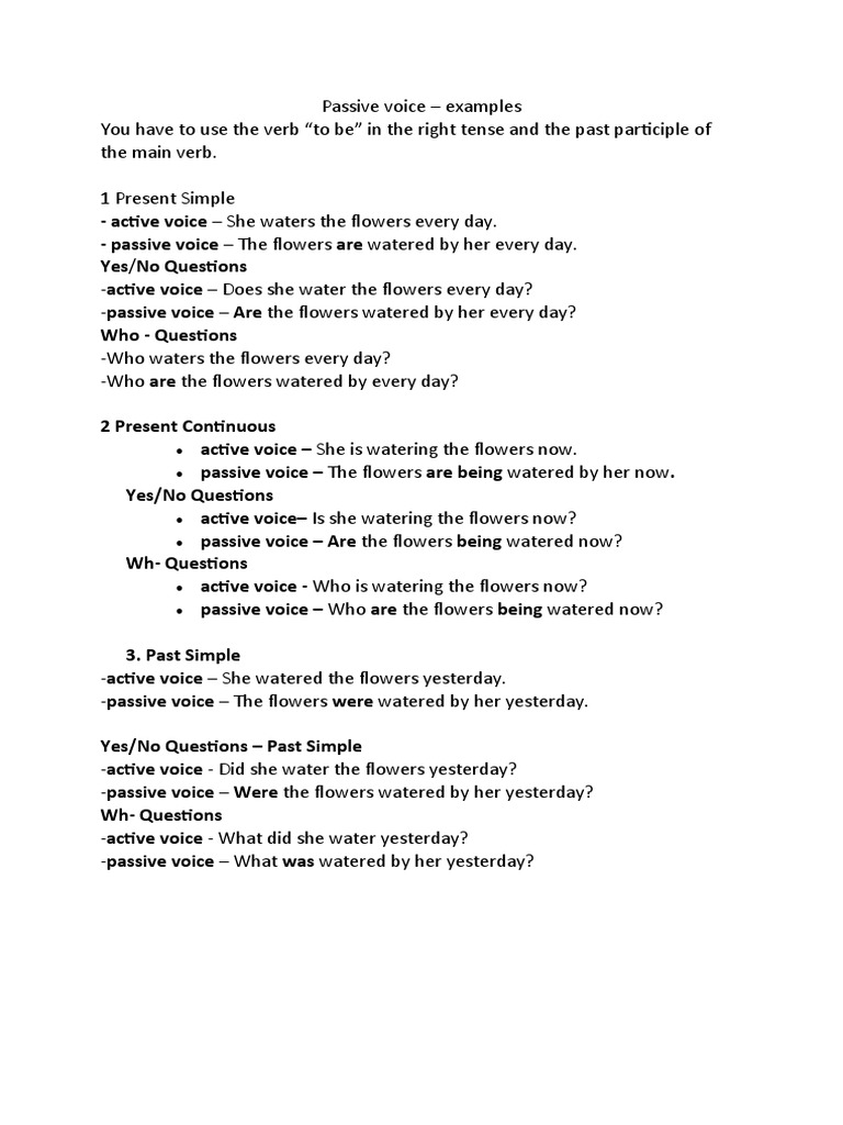 Passive Voice | PDF | Perfect (Grammar) | Verb