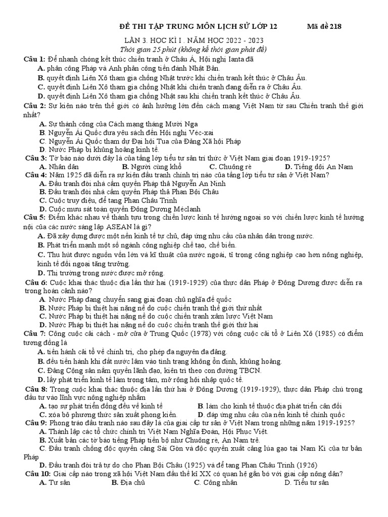 ĐỀ THI TT LẦN 3 HỌC SINH | PDF