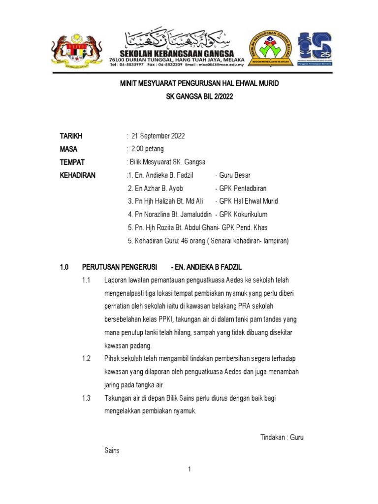 Minit Mesyuarat Hem Bil 2 2022 | PDF