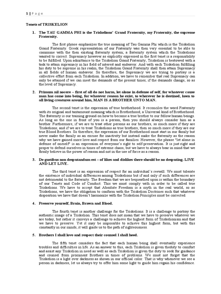 Tenets of Triskelion | PDF