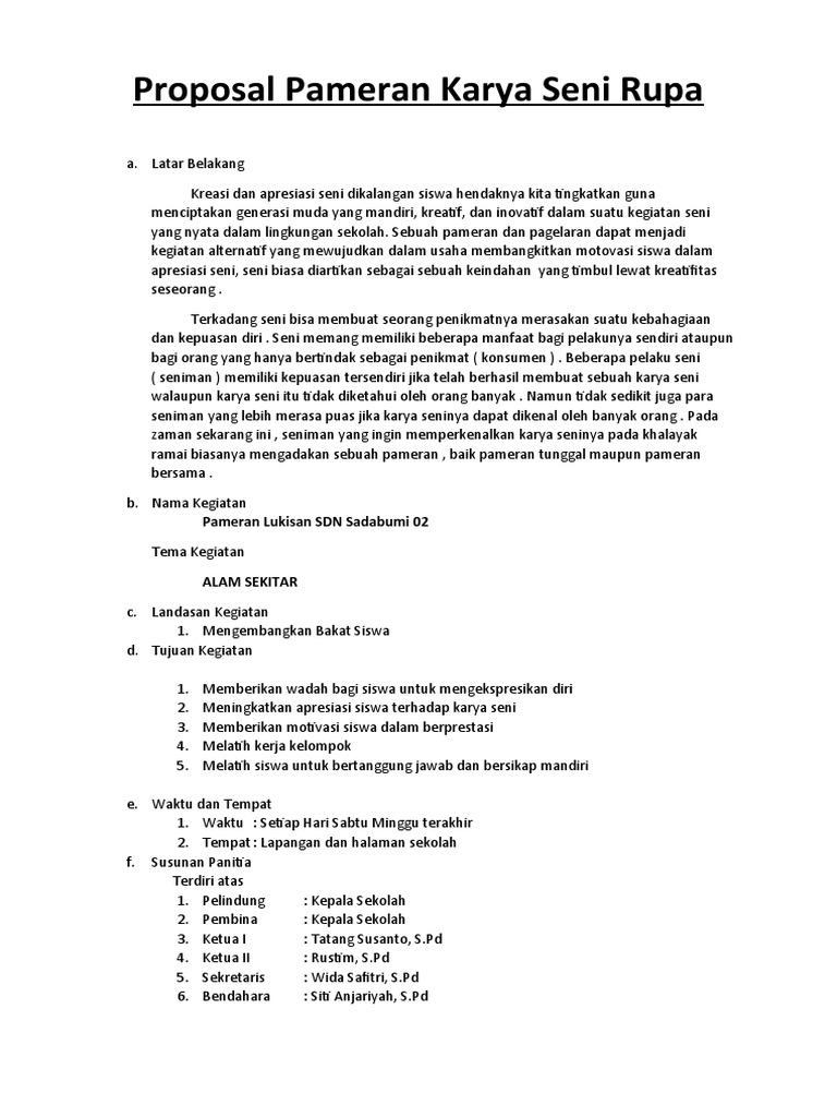 Proposal Pameran Karya Seni Rupa | PDF