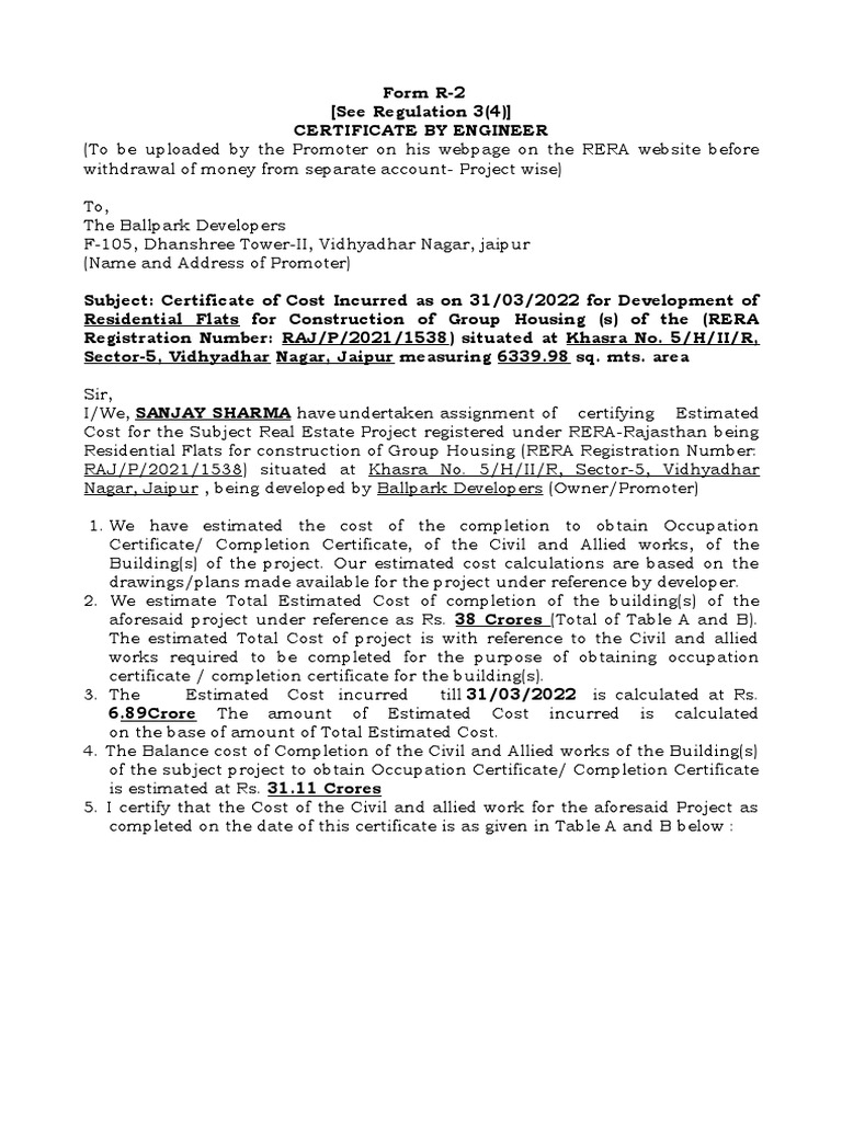 Form R-2 31-12-2021 | PDF | Cost | Business