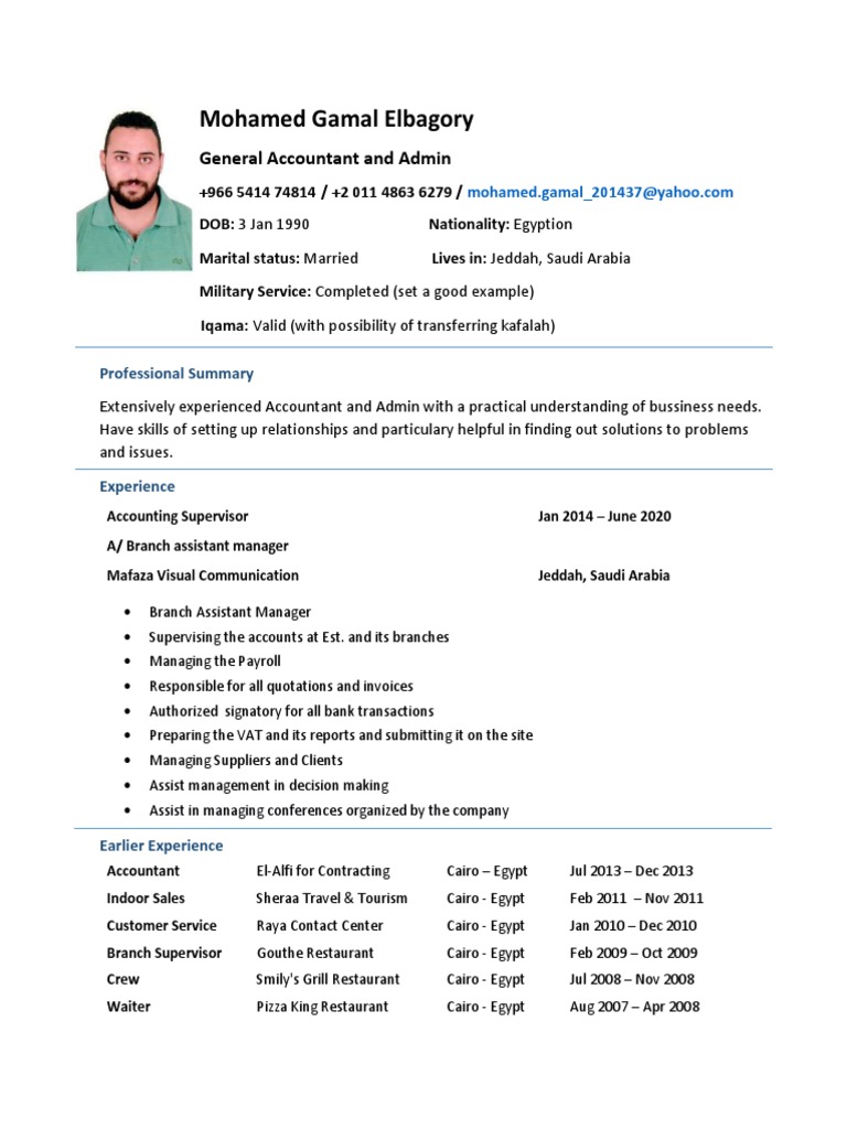 5f5b86e1aa25c Mohamed Gamal - CV | PDF | Value Added Tax | Accounting
